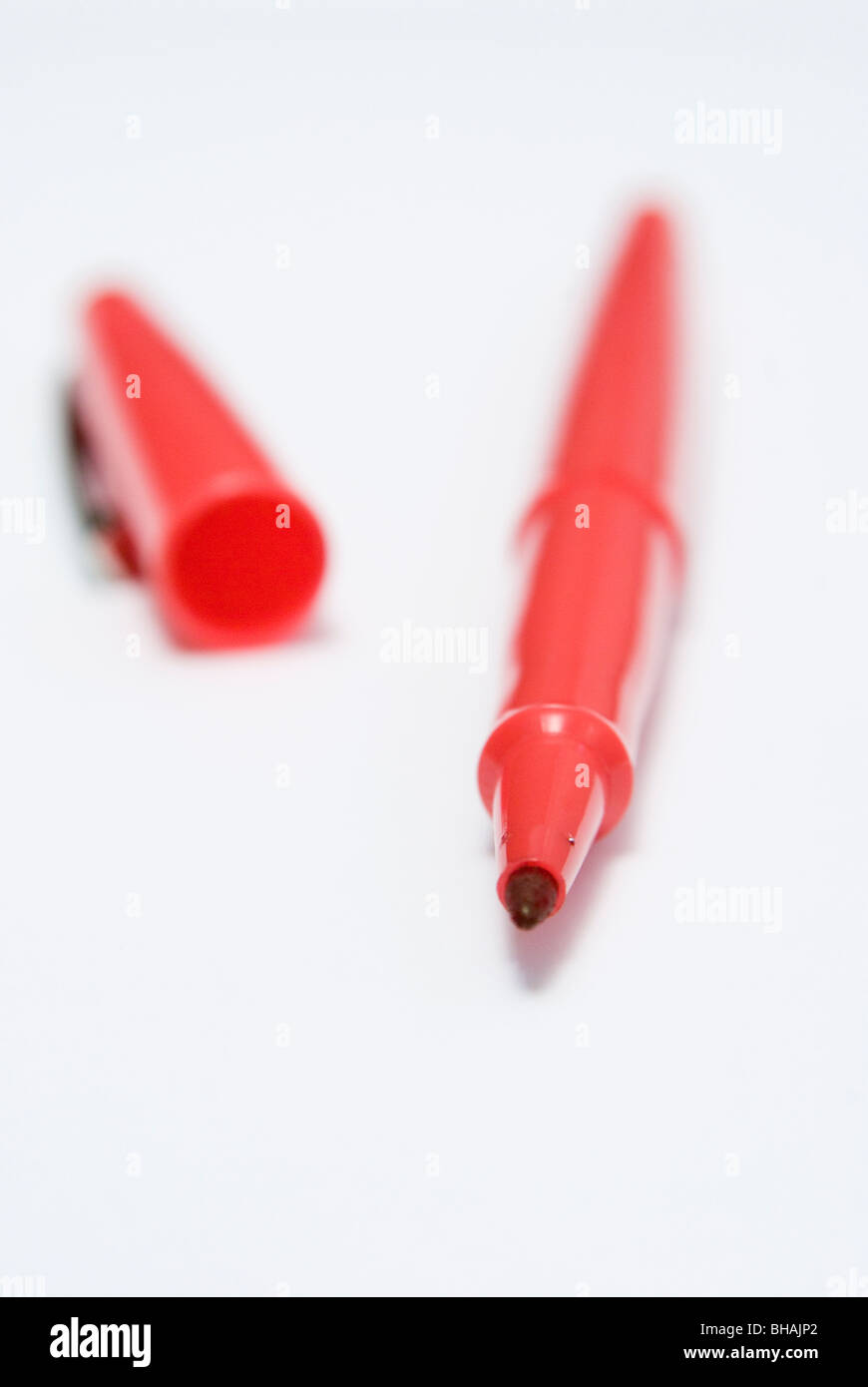 red felt pen on white background Stock Photo - Alamy