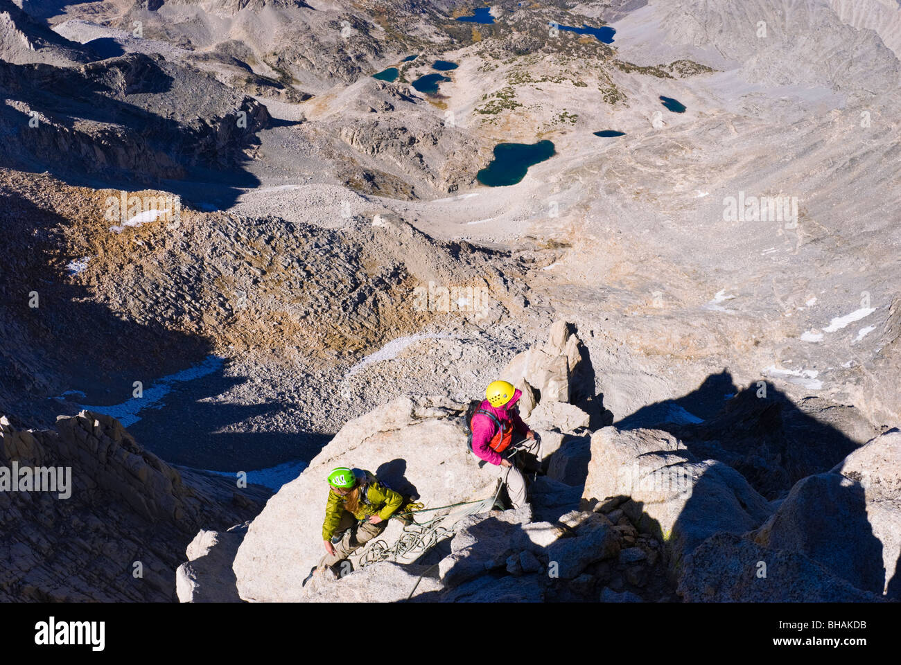 Climbers on the northeast ridge of Bear Creek Spire, John Muir ...