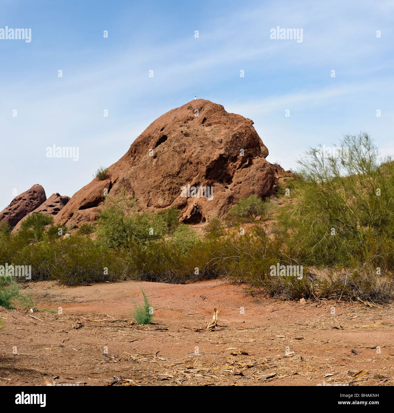 Sandstone mountains in Papago Park in Phoenix, Arizona, are popular for ...
