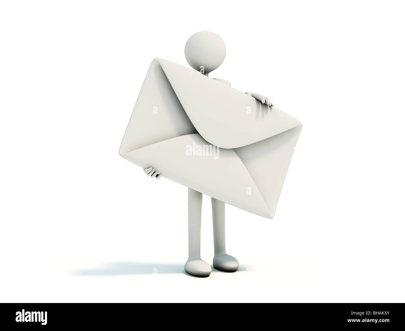 Man with envelope isolated on white Stock Photo - Alamy