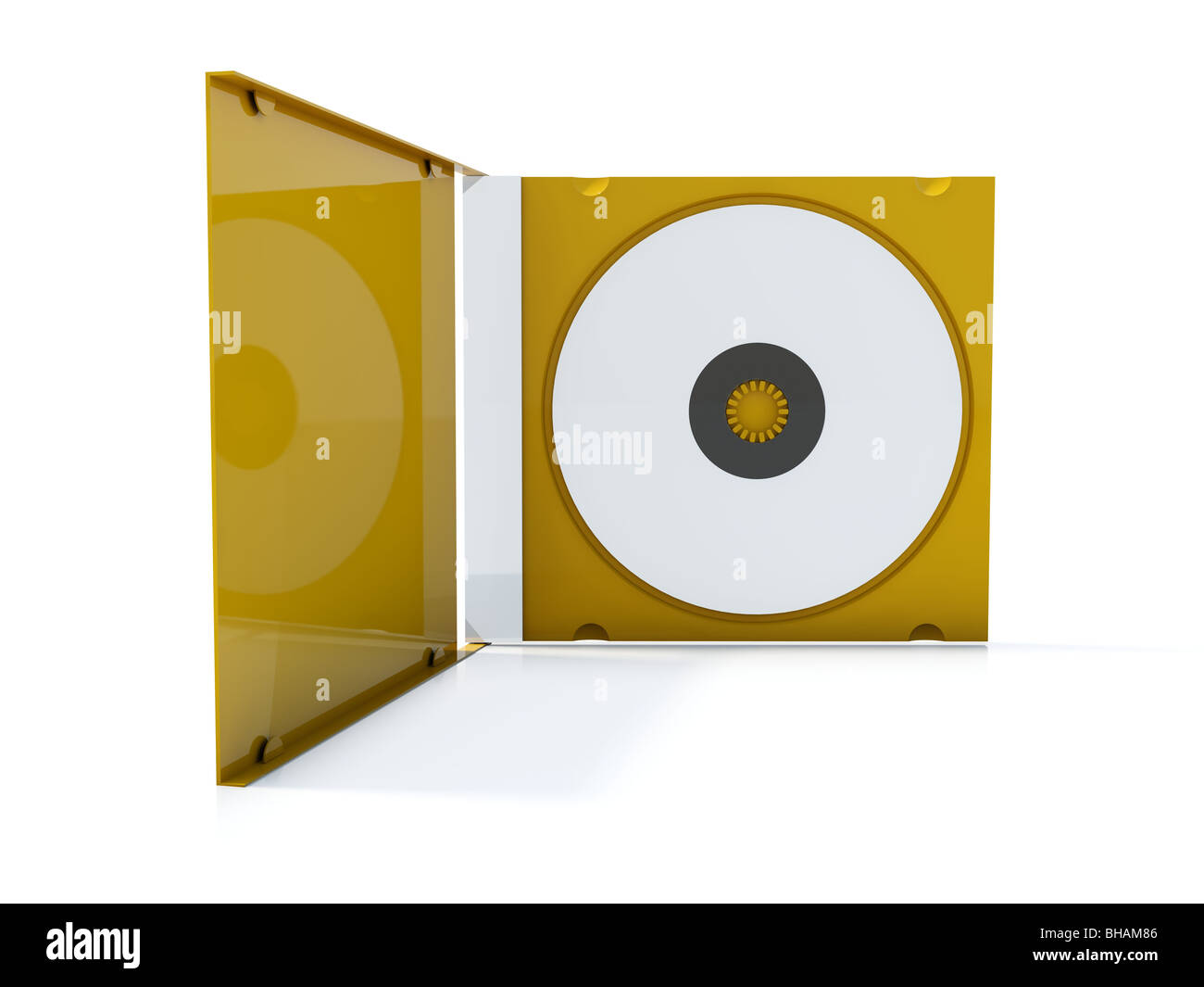 Yellow cd box isolated on white Stock Photo - Alamy