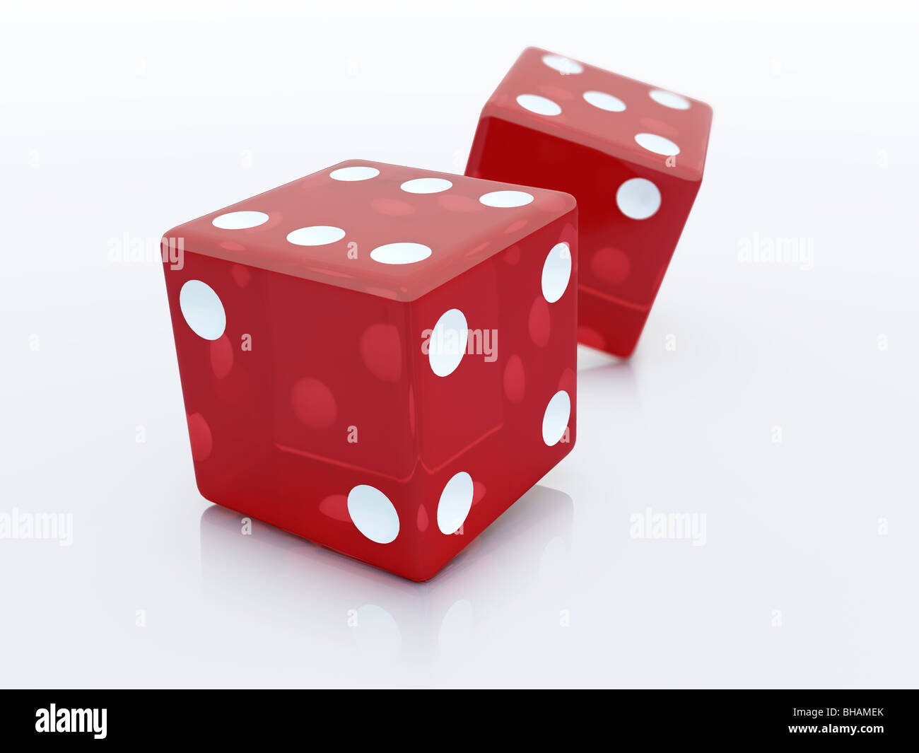 Red dice isolated on white Stock Photo - Alamy