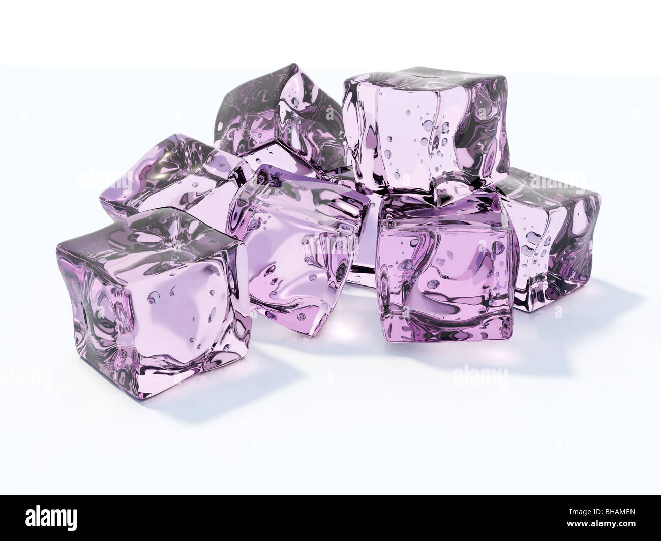 Pink ice cubes isolated on white Stock Photo - Alamy