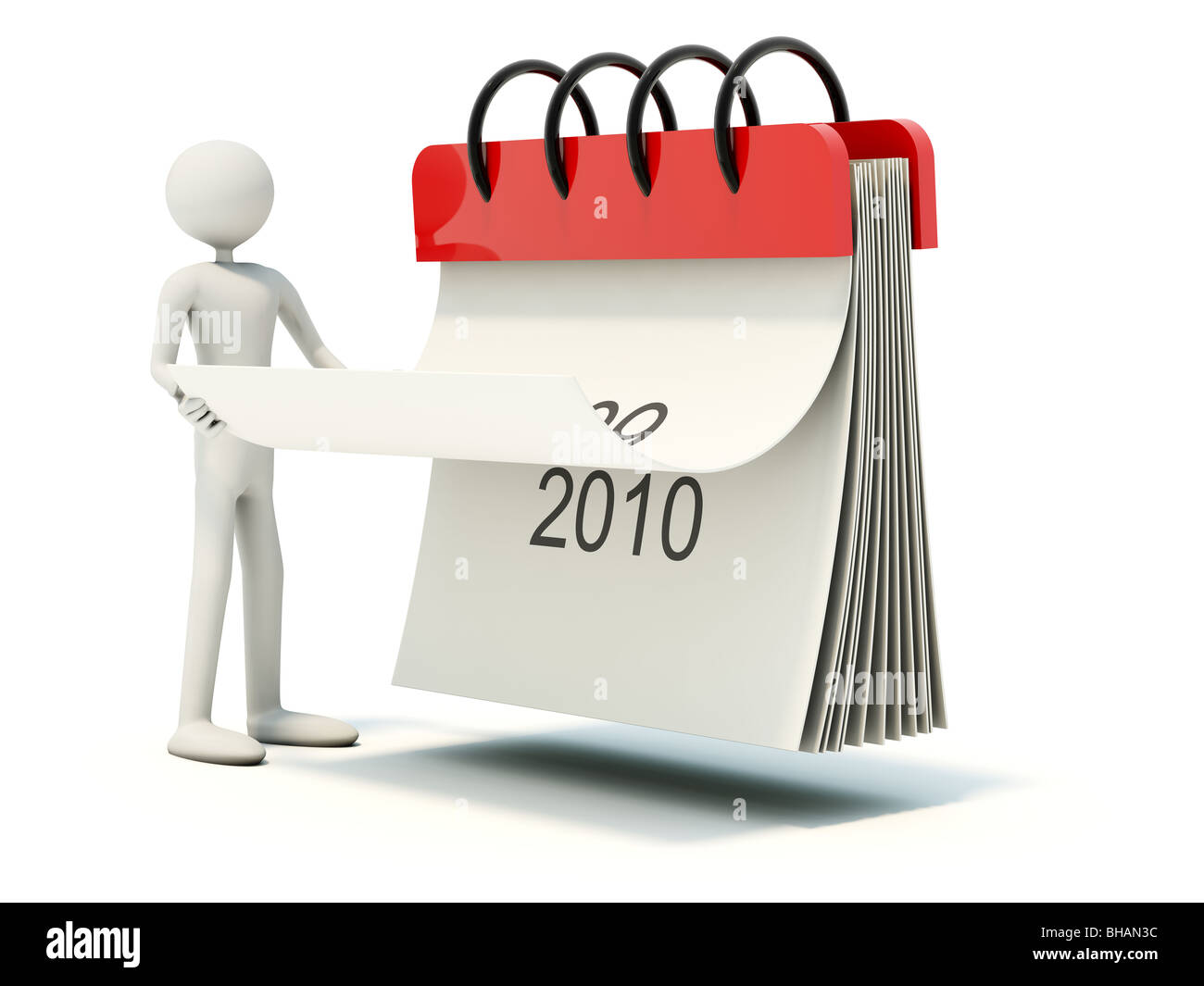 Man with calendar isolated on white Stock Photo - Alamy