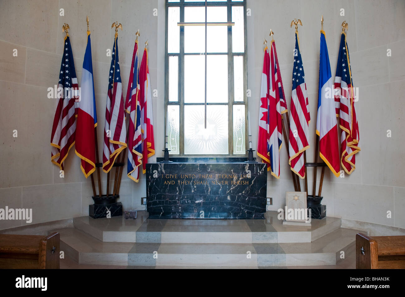 Inside the Chapel at the Normandy American Cemetery and Memorial ...