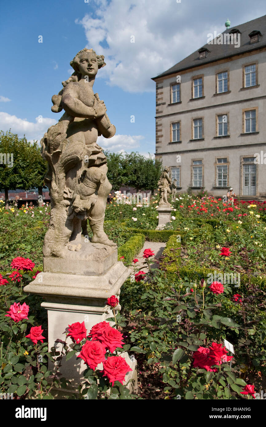 ROCOCO STATUES, ROSE GARDEN, BAROQUE, NEUE RESIDENZ, NEW RESIDENCE ...