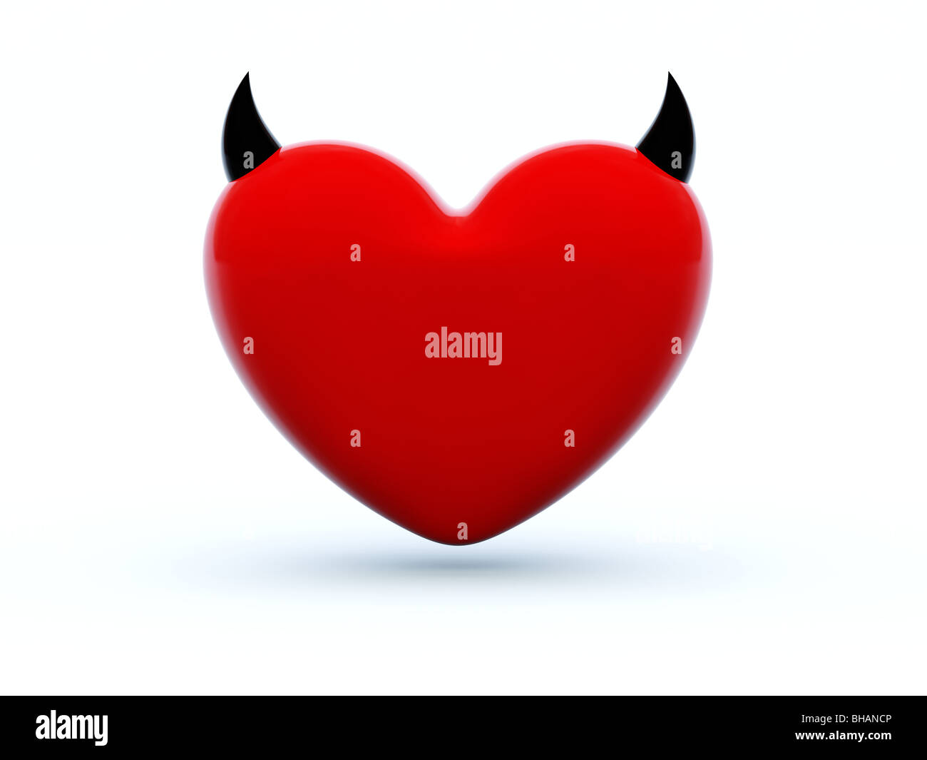 Heart with black horns isolated on white Stock Photo - Alamy