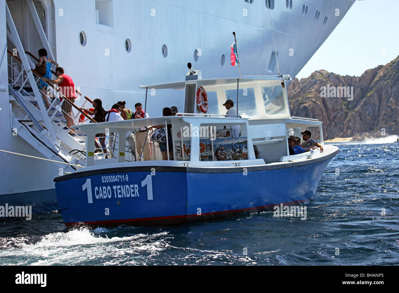 Cruise ship tender boat unloading hi-res stock photography and images ...