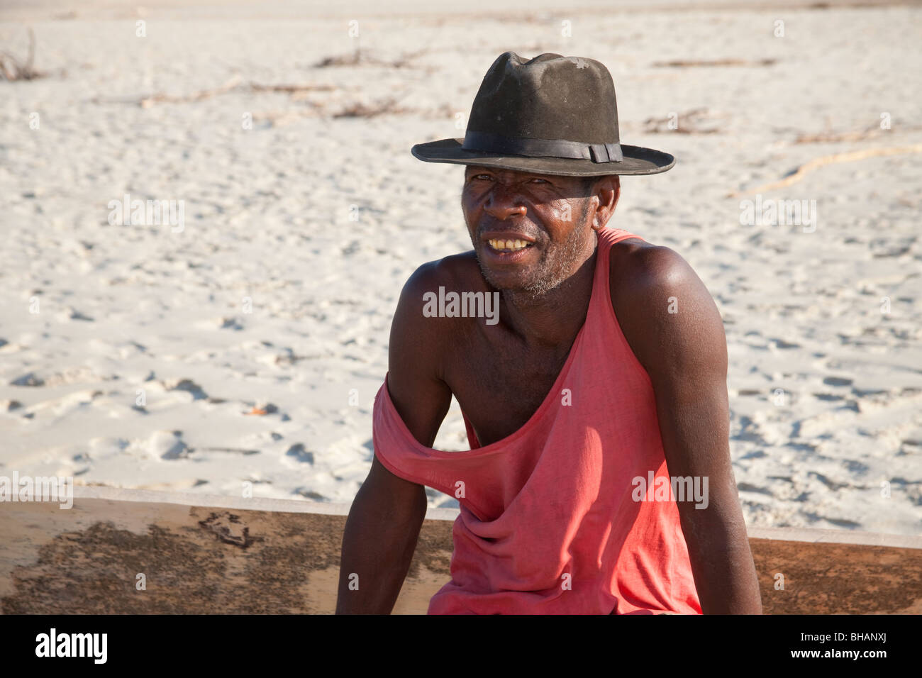 Portrait of a Fisherman on the Beach at Batania, Madagascar Stock Photo ...