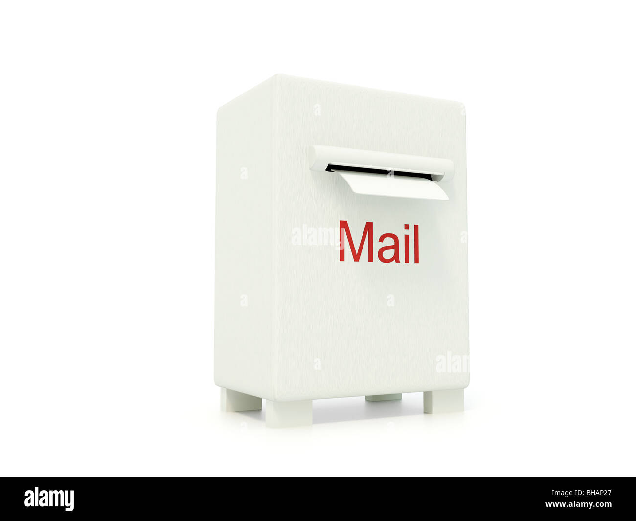White mail box isolated on white Stock Photo - Alamy