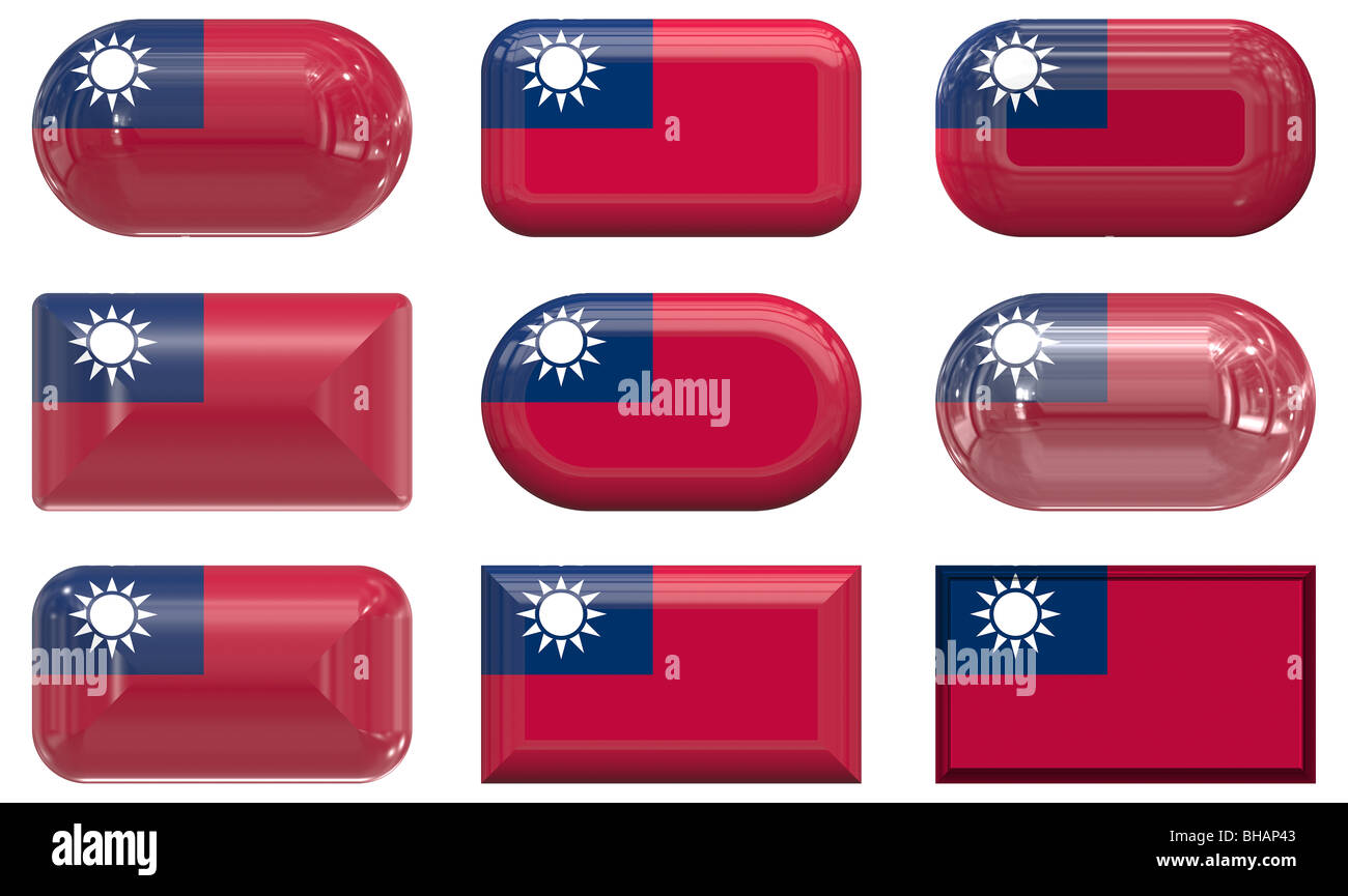 nine glass buttons of the Flag of Taiwan Stock Photo - Alamy