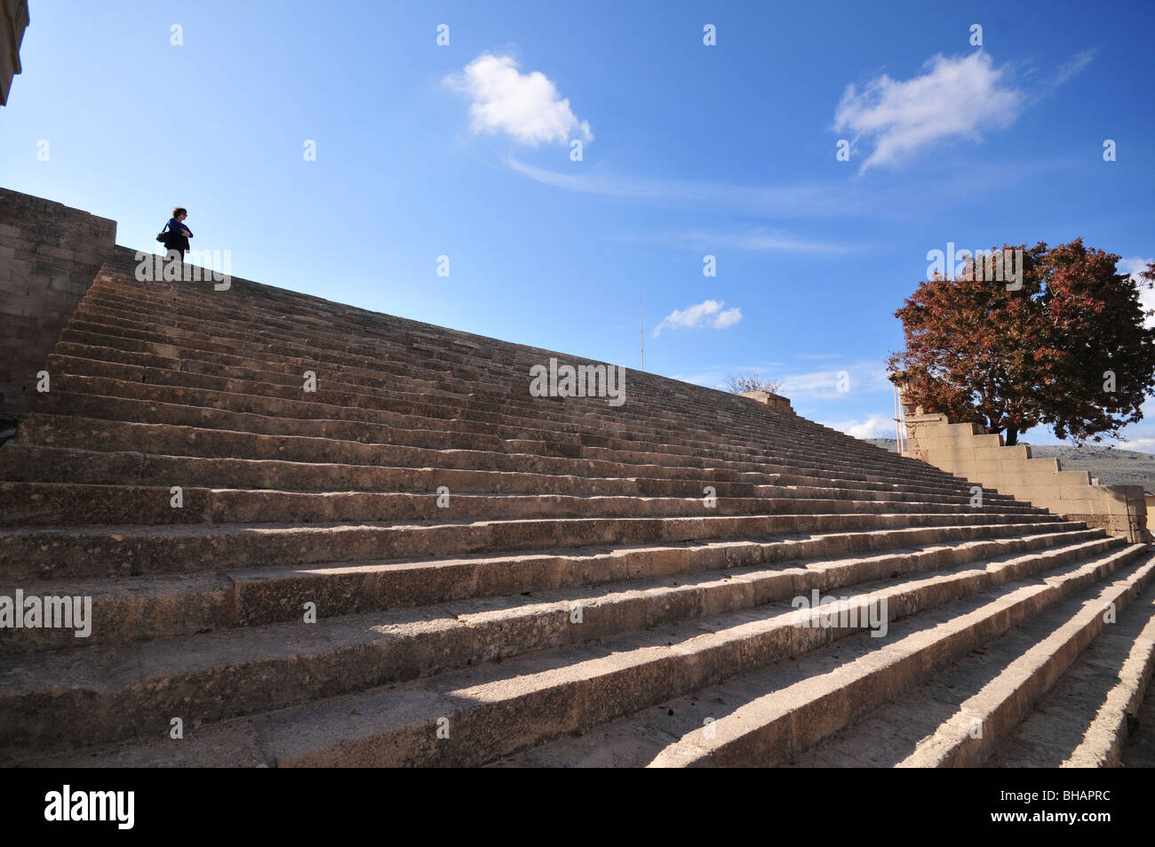 Greece, Rhodes, Lindos Acropolis Hellenistic staircase (2nd century BC ...