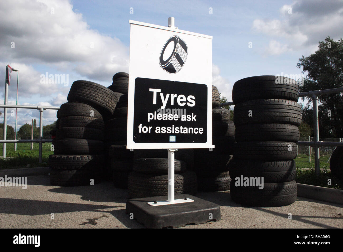amenity tip & recycling centre, tyre collection point Stock Photo - Alamy