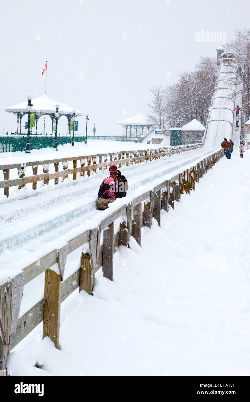 Sledding in Old Quebec City, Canada Stock Photo - Alamy