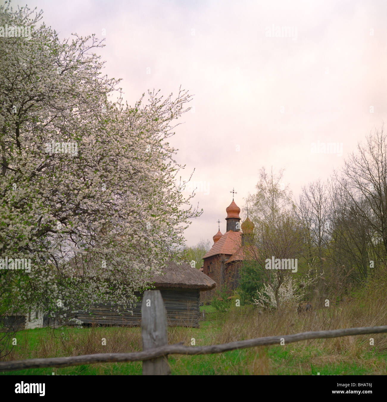 Wooden orthodox st. Michael's church. Pirogovo museum, Kiev, Ukraine ...