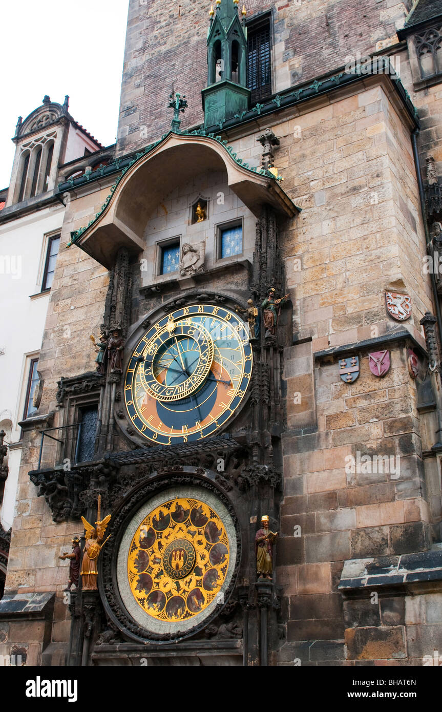 Old astronomical clock. Old town square, Prague, Czech Republic Stock ...