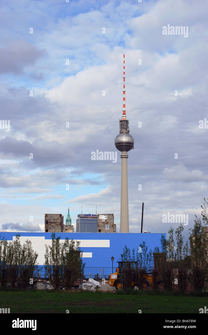 television tower behind a new construction site in Berlin - Germany ...