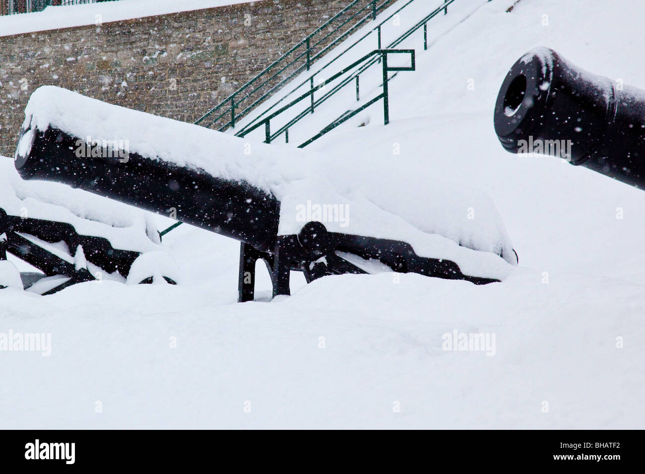 Canons in Old Quebec City Canada Stock Photo - Alamy