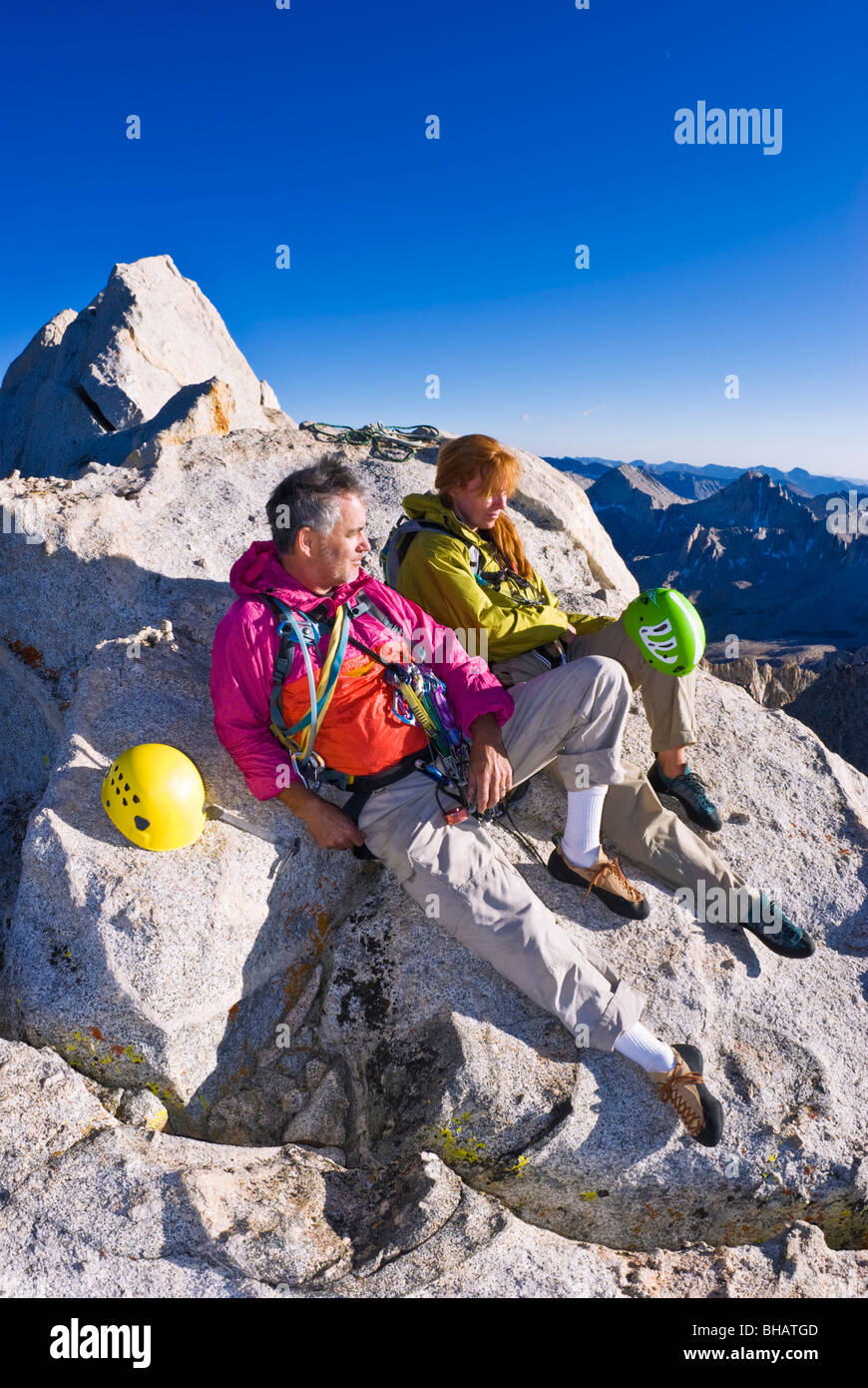 Climbers on the summit of Bear Creek Spire, John Muir Wilderness ...