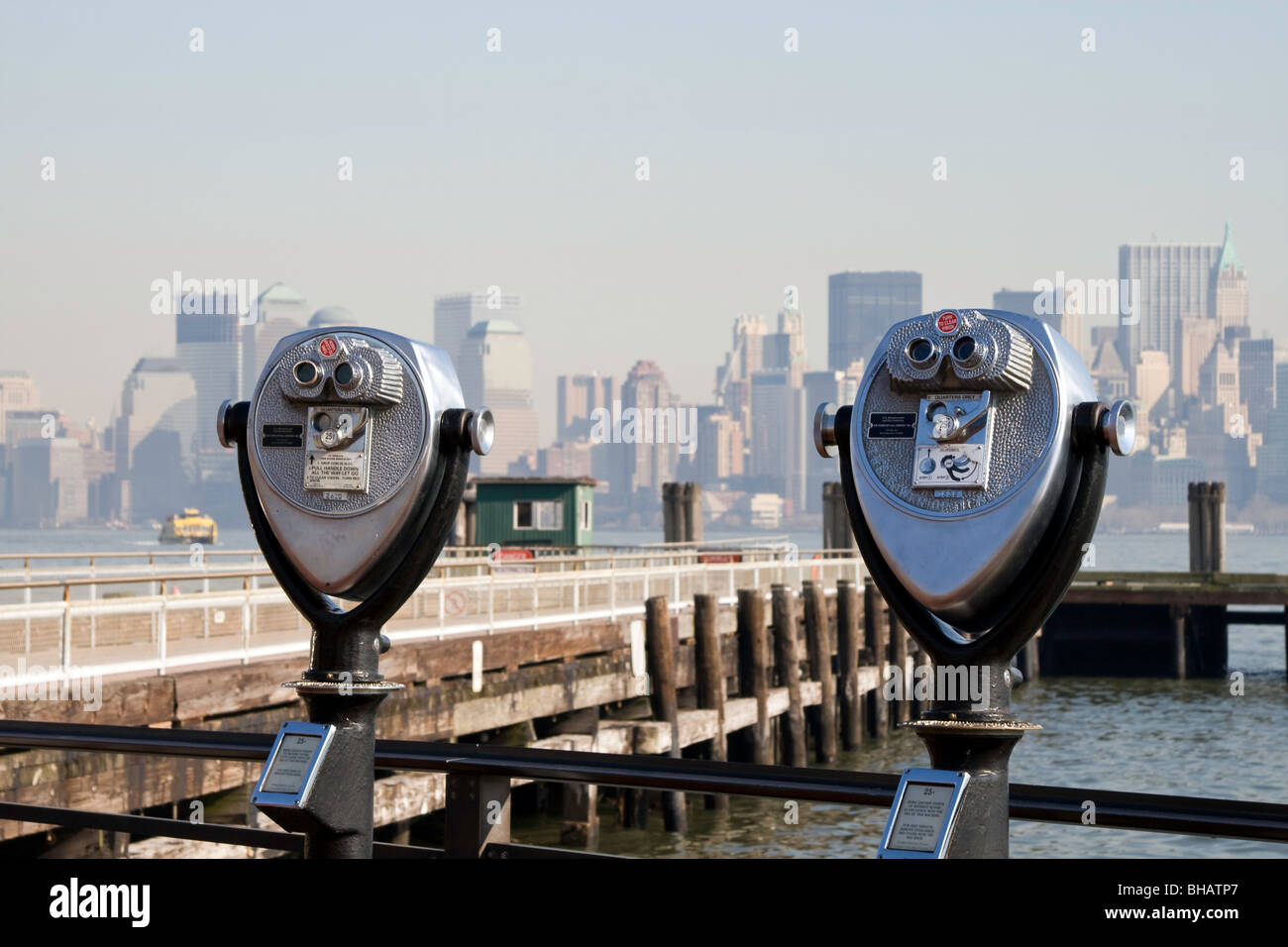 Liberty Island "Aliens" - mounted binoculars offering views of New York ...