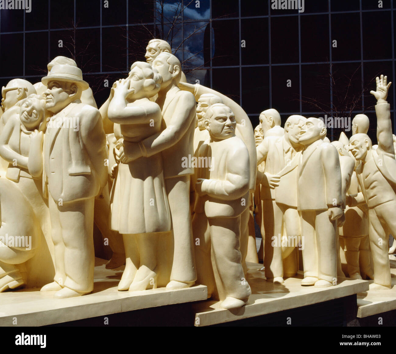 Illuminated Crowd statue, Montreal, Quebec, Canada Stock Photo - Alamy