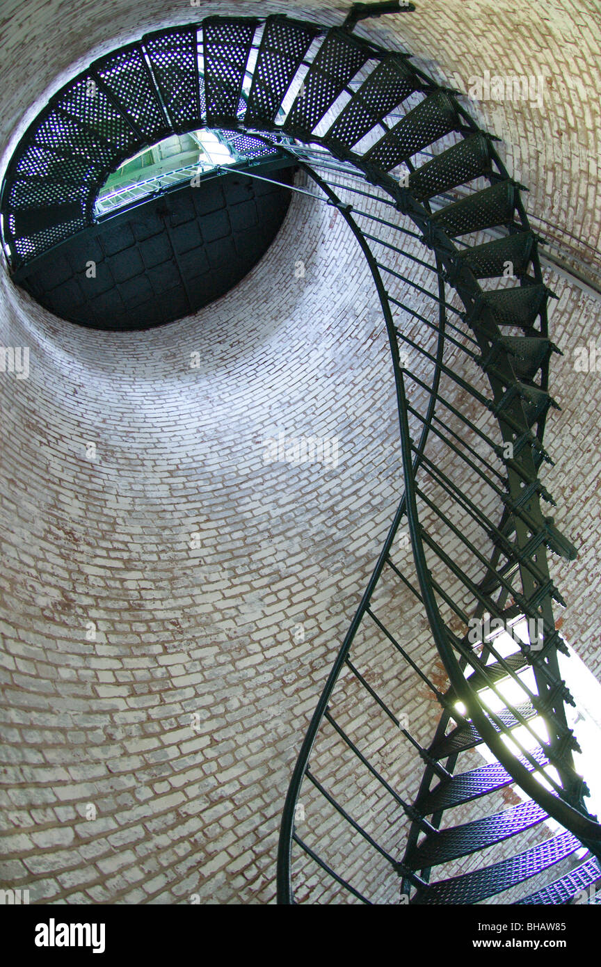 Spiral stairs inside Currituck Beach Lighthouse, North Carolina Stock ...