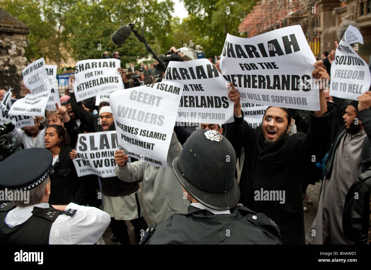 Demonstrators in a protest against far-Right Dutch politician Geert ...