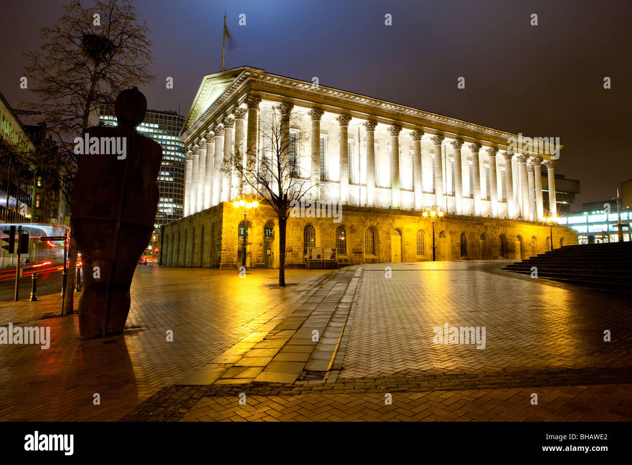 The Town Hall and Iron Man Statue in Birmingham City Centre, Victoria ...