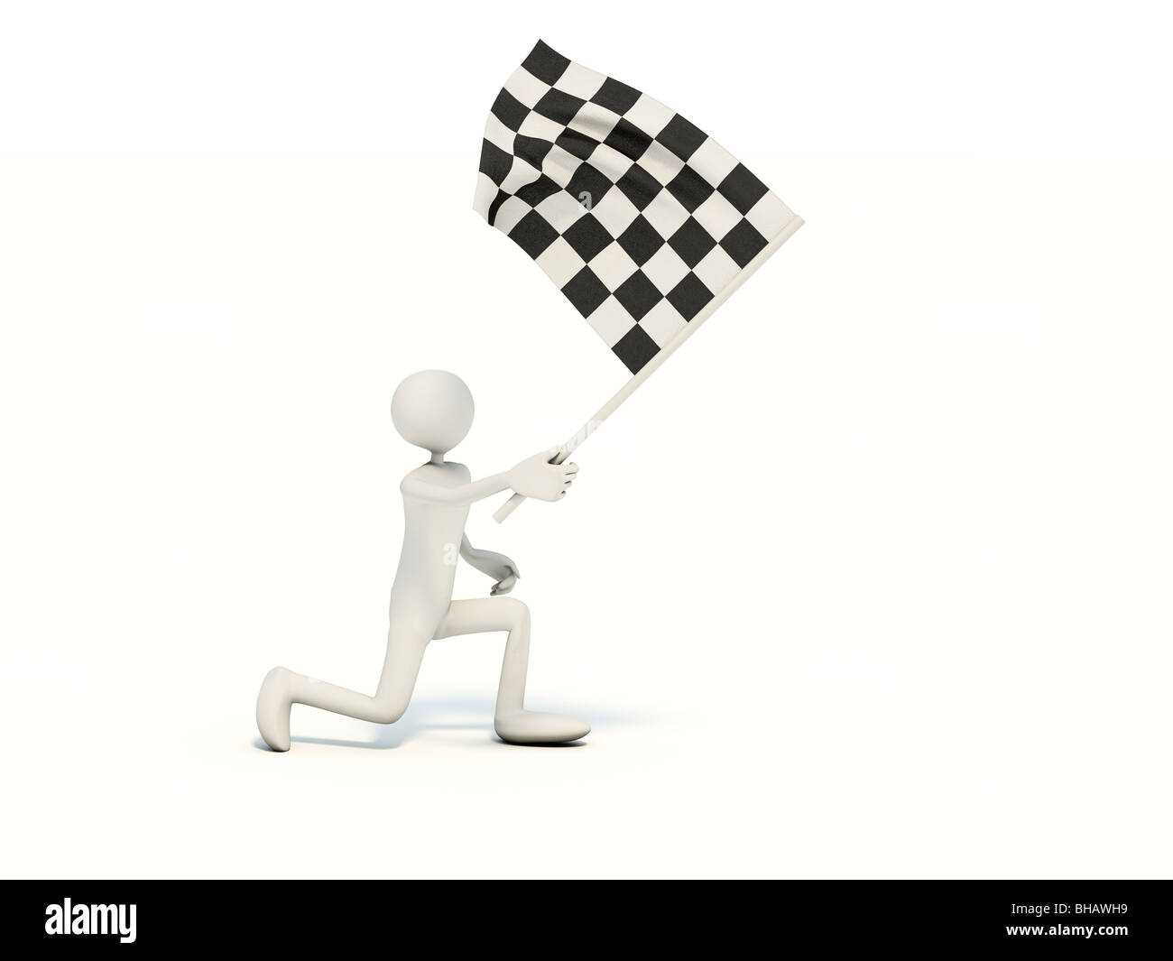 Man with racing flag isolated on white Stock Photo - Alamy