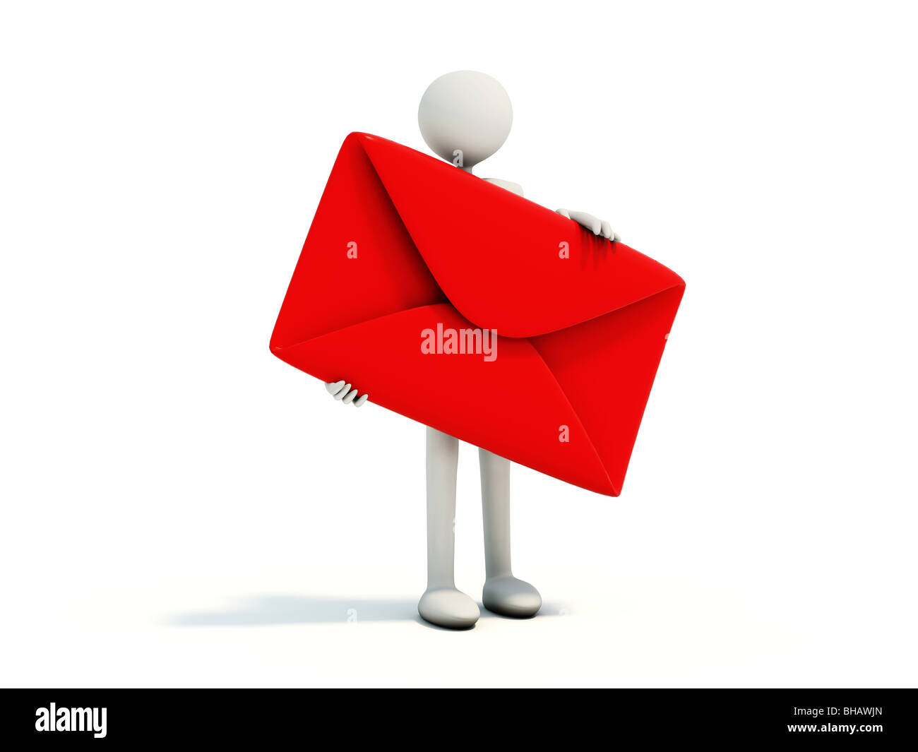 Man with red envelope isolated on white Stock Photo - Alamy