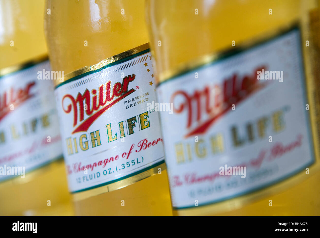 A grouping of Miller High Life Beer Bottles Stock Photo - Alamy