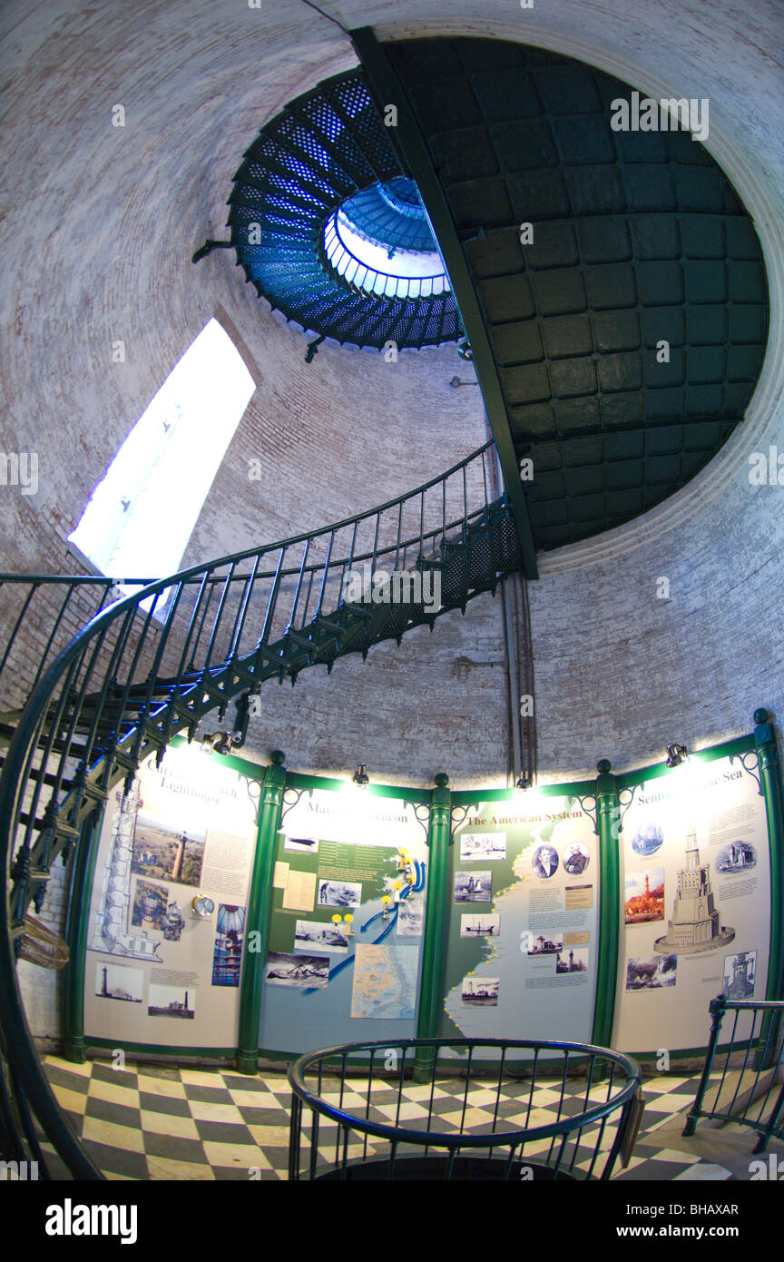 Spiral stairs inside Currituck Beach Lighthouse, North Carolina Stock ...