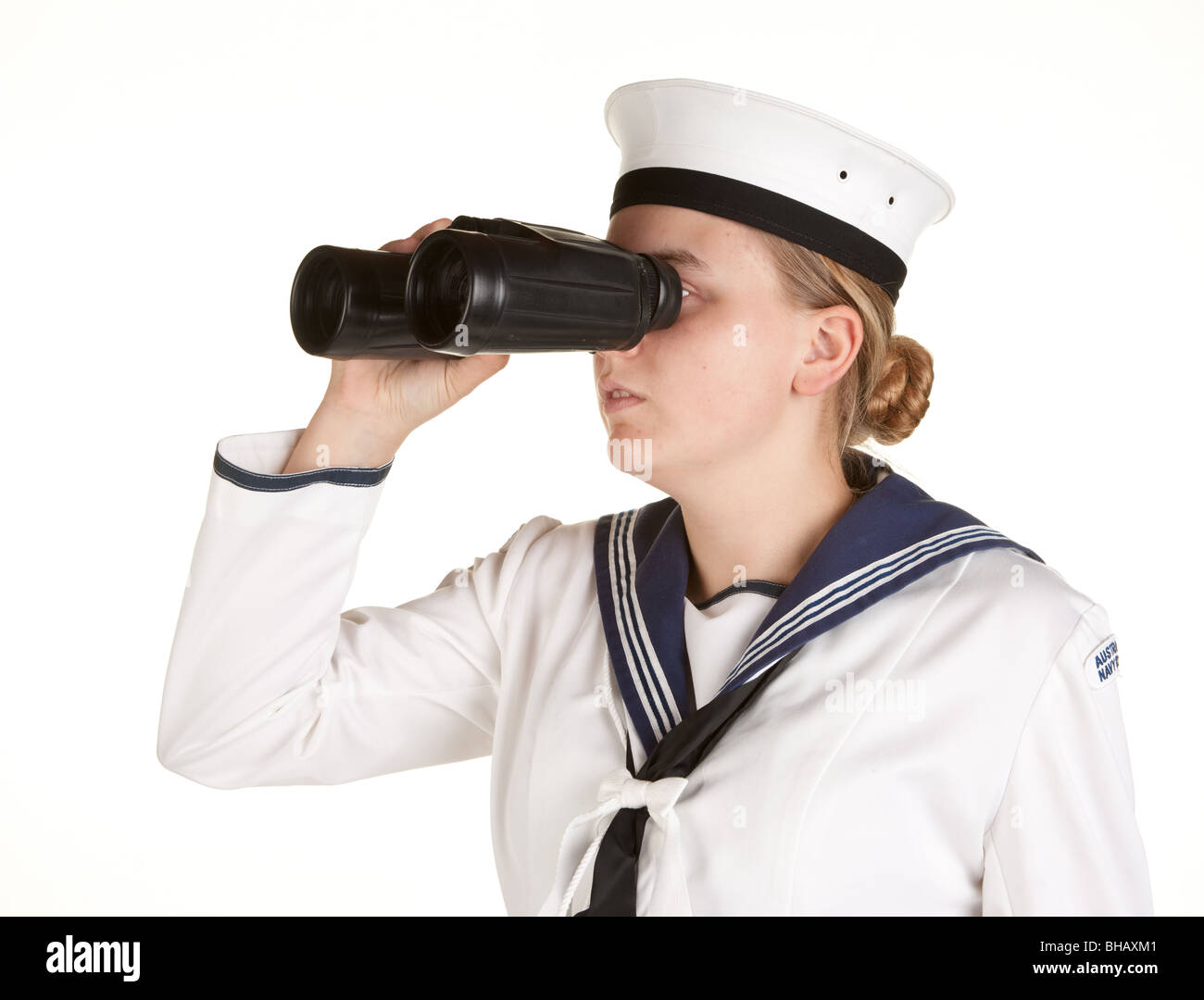 young female sailor with binoculars isolated on white Stock Photo - Alamy