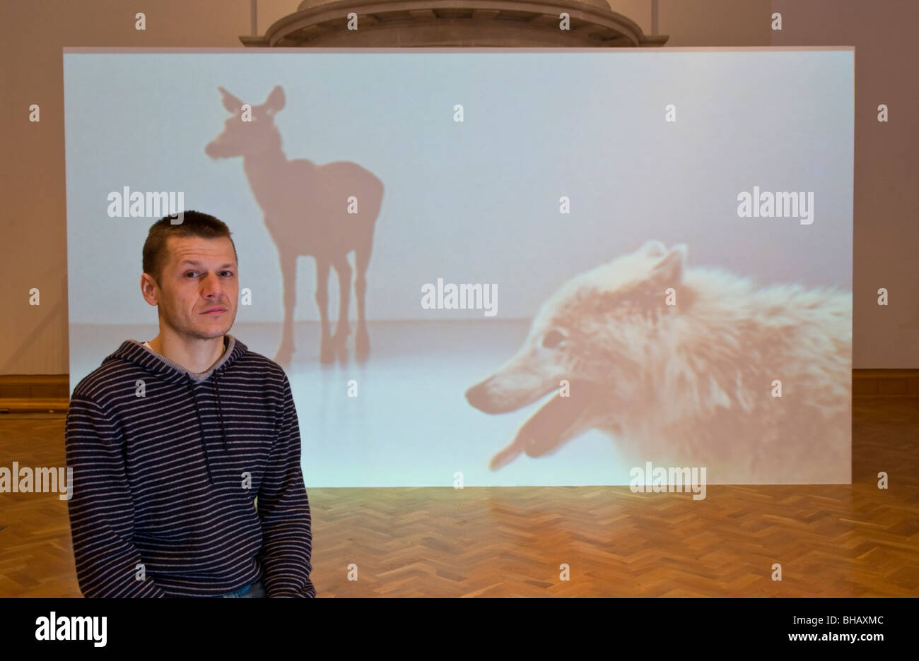 Romania artist Mircea Cantor with artwork on show at artes mundi 2008 ...