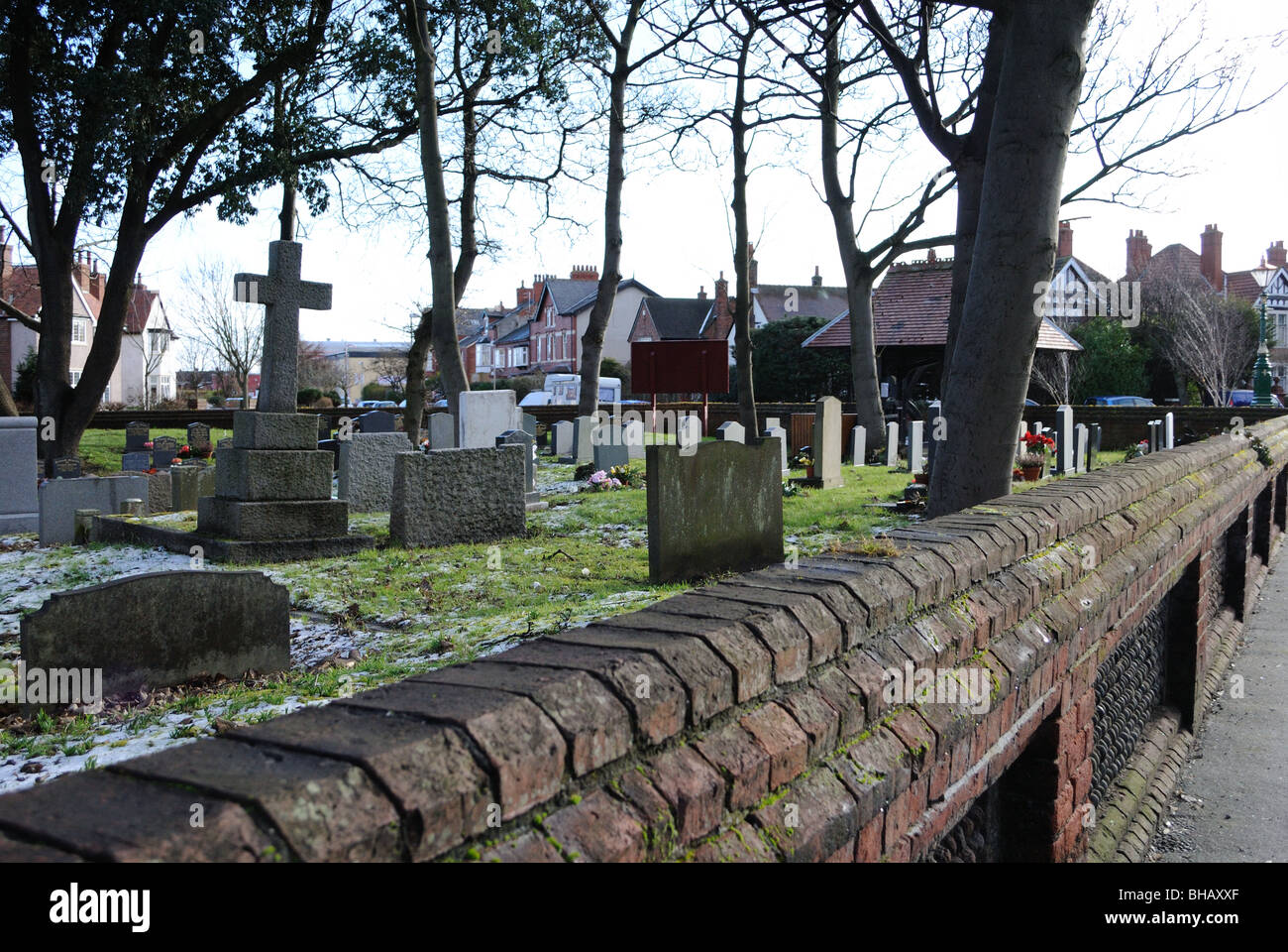 Pebbled walled graveyard Stock Photo - Alamy
