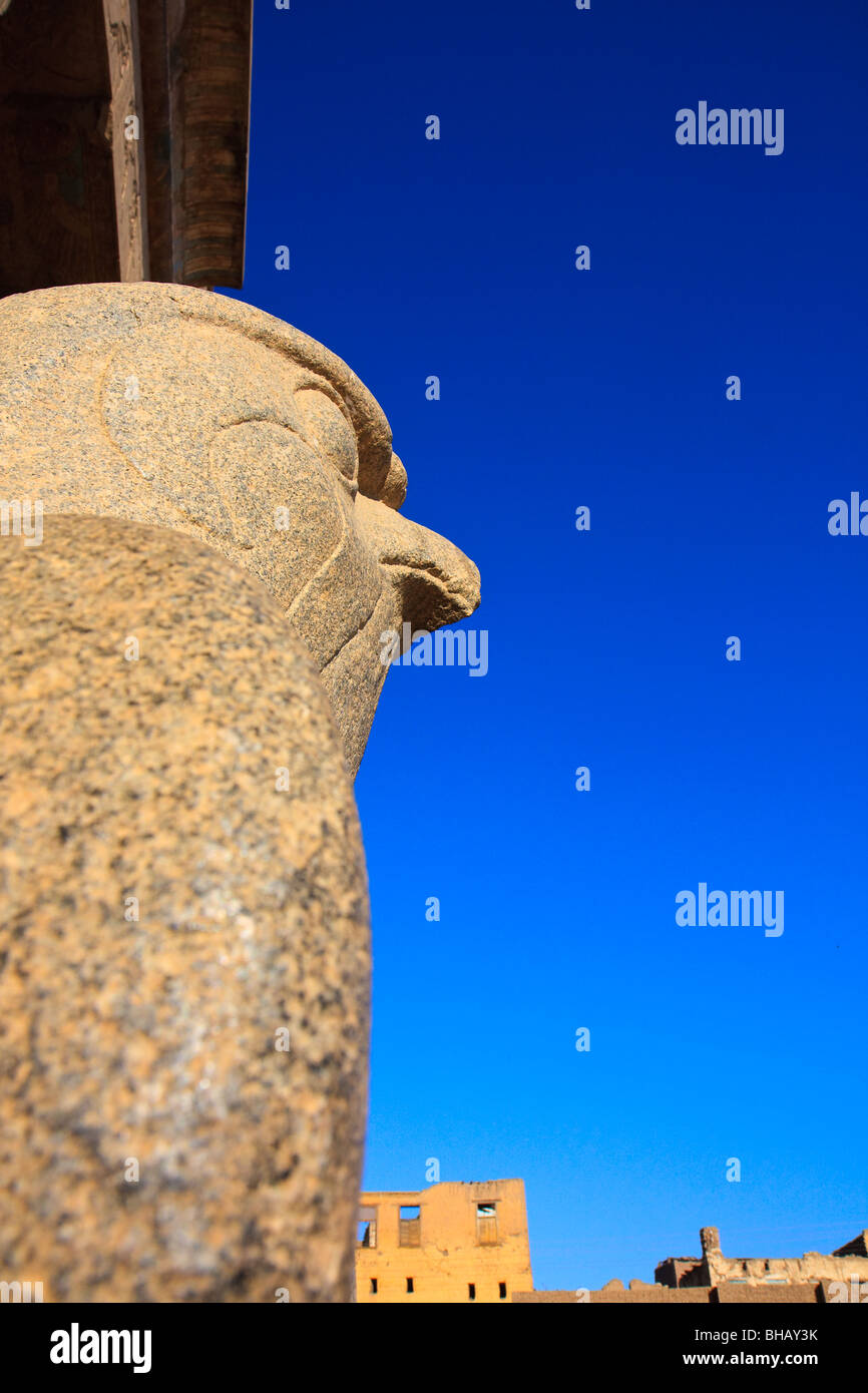 Africa Blue Sky Edfu Temple Egypt Horus Statue Stock Photo - Alamy