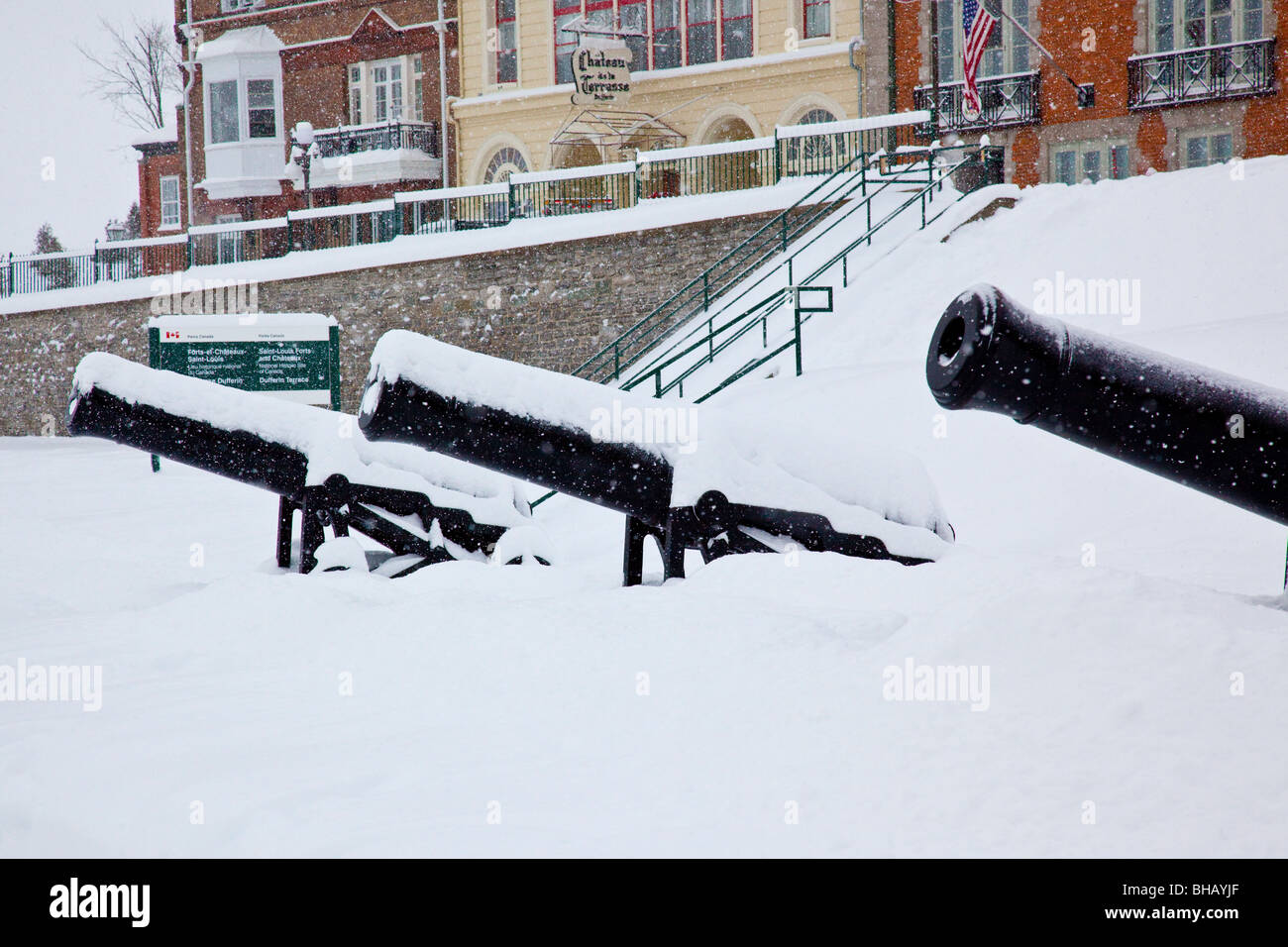 Canons in Old Quebec City Canada Stock Photo - Alamy