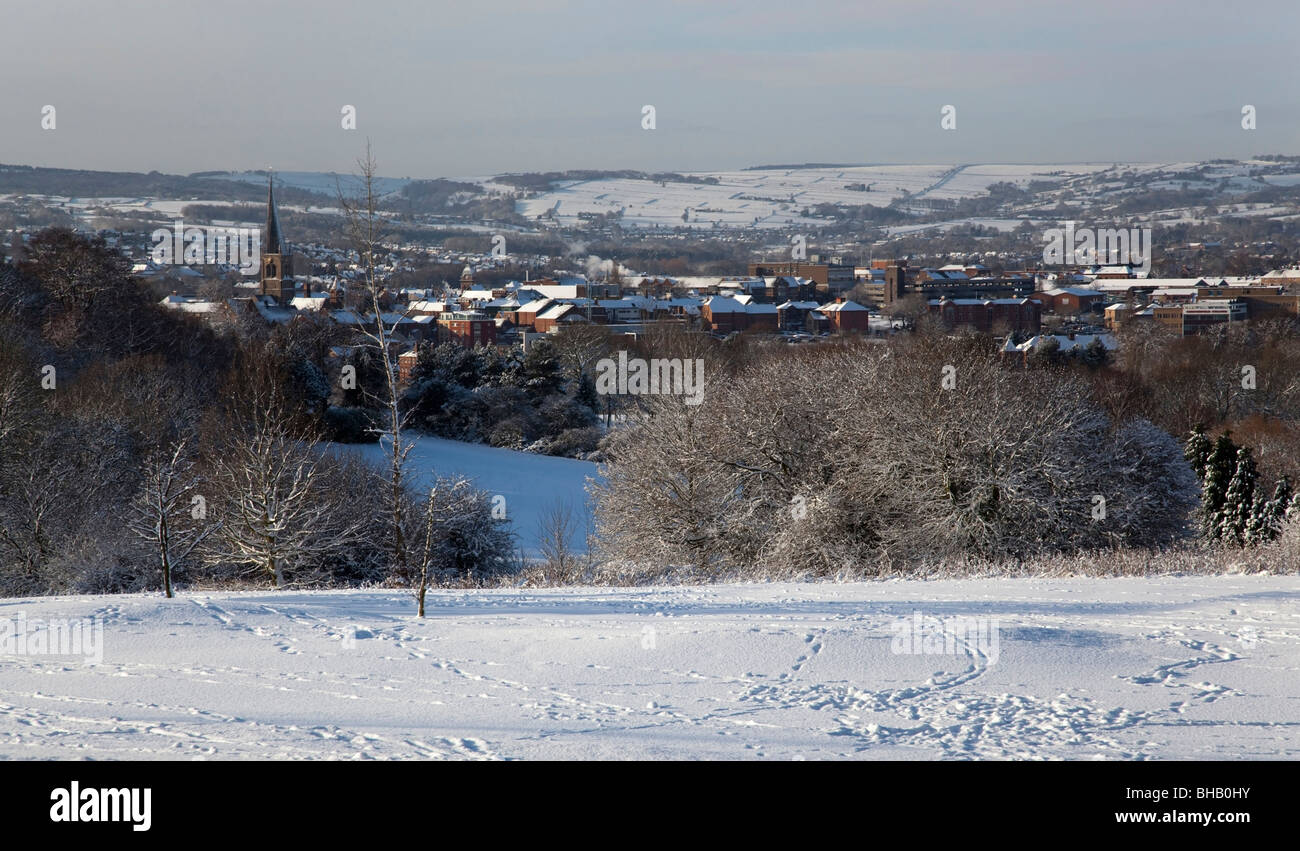 Chesterfield spire in the distance after heavy snow in January 2010 ...