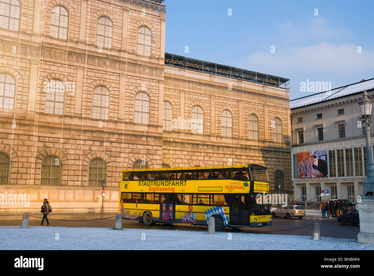 Sightseeing bus Max Joseph Platz square Altstadt the old town Munich ...
