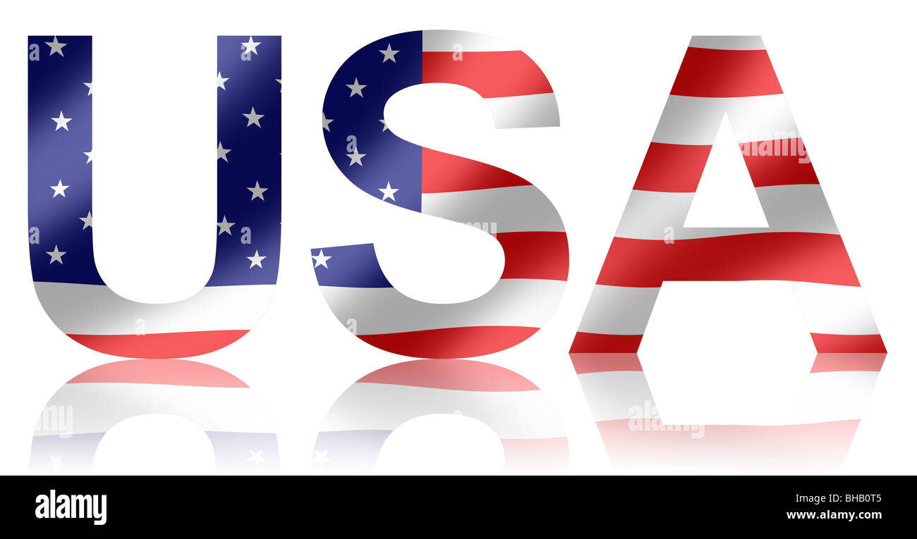 USA reflective lettering with with Stars and Stripes National Flag ...