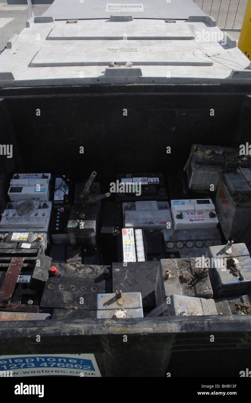 amenity tip & recycling, car battery collection point Stock Photo - Alamy