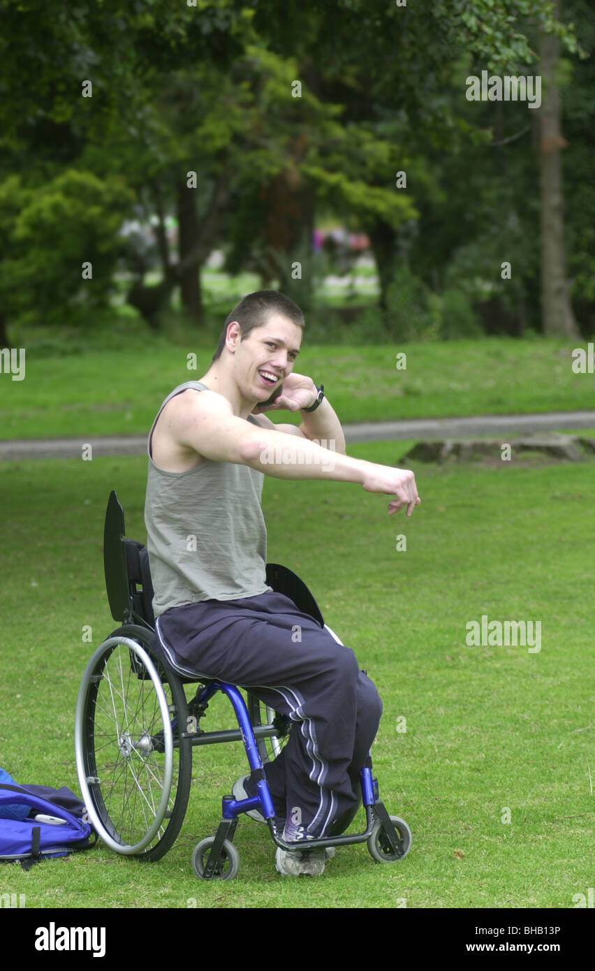 Young white disabled man practices shot putting UK Stock Photo - Alamy
