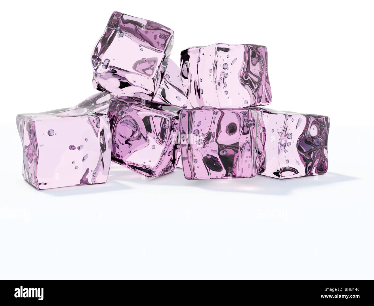 Pink ice cubes isolated on white Stock Photo - Alamy