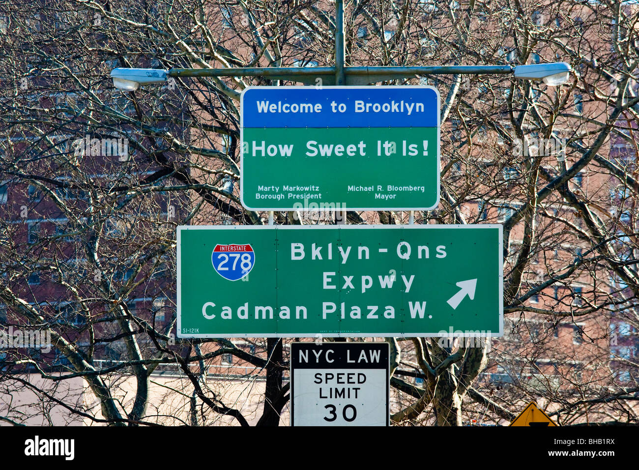Welcome to Brooklyn, How Sweet it Is! road sign in Brooklny, NY Stock ...