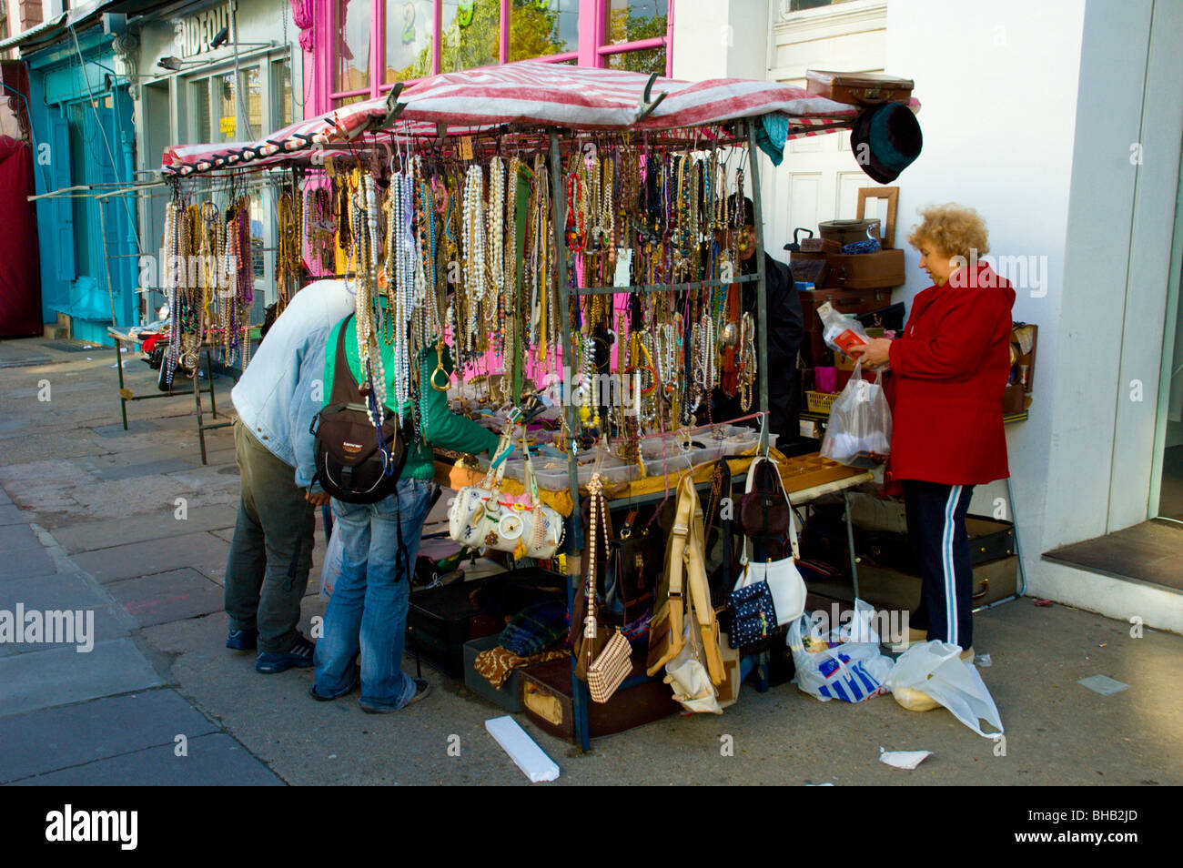 Trinket stall Portobello Road Notting Hill London England UK Stock ...