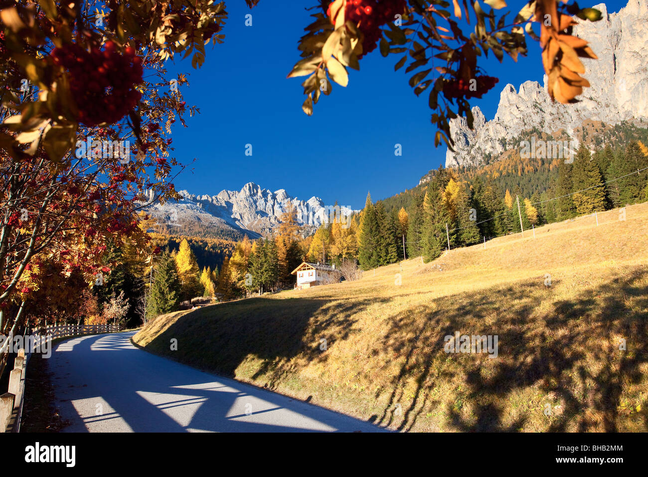 Road leading to Vajolet towers in Fassa valley Stock Photo - Alamy