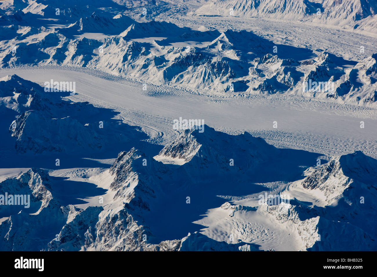 Aerial view of the Alaska Range as seen from the south, Interior Alaska ...