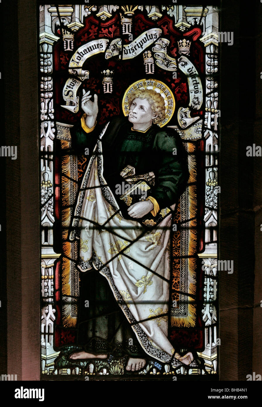 A stained glass window depicting St John by Charles Eamer Kempe, St ...