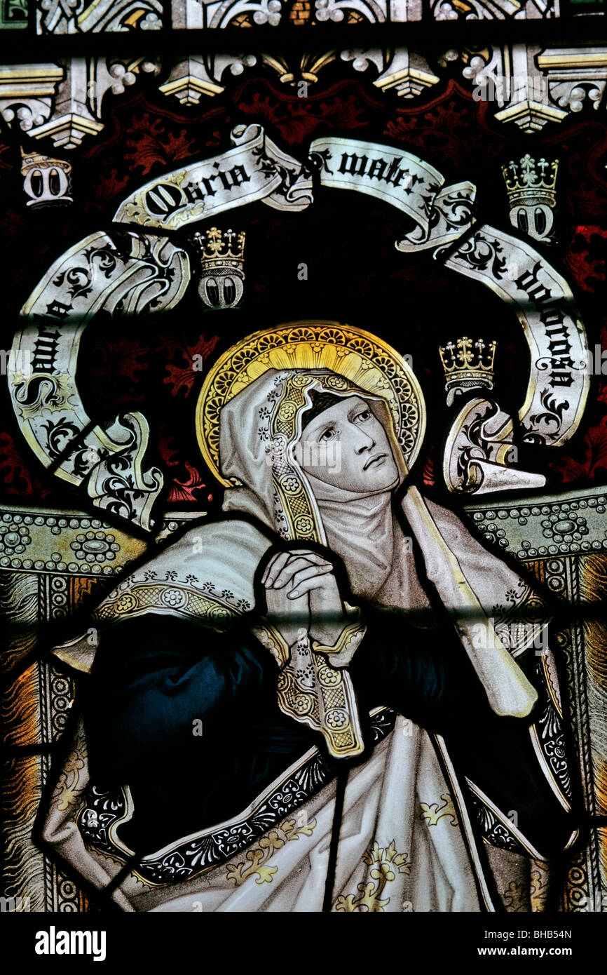 A stained glass window by Charles Eamer Kempe, depicting Mary at the ...