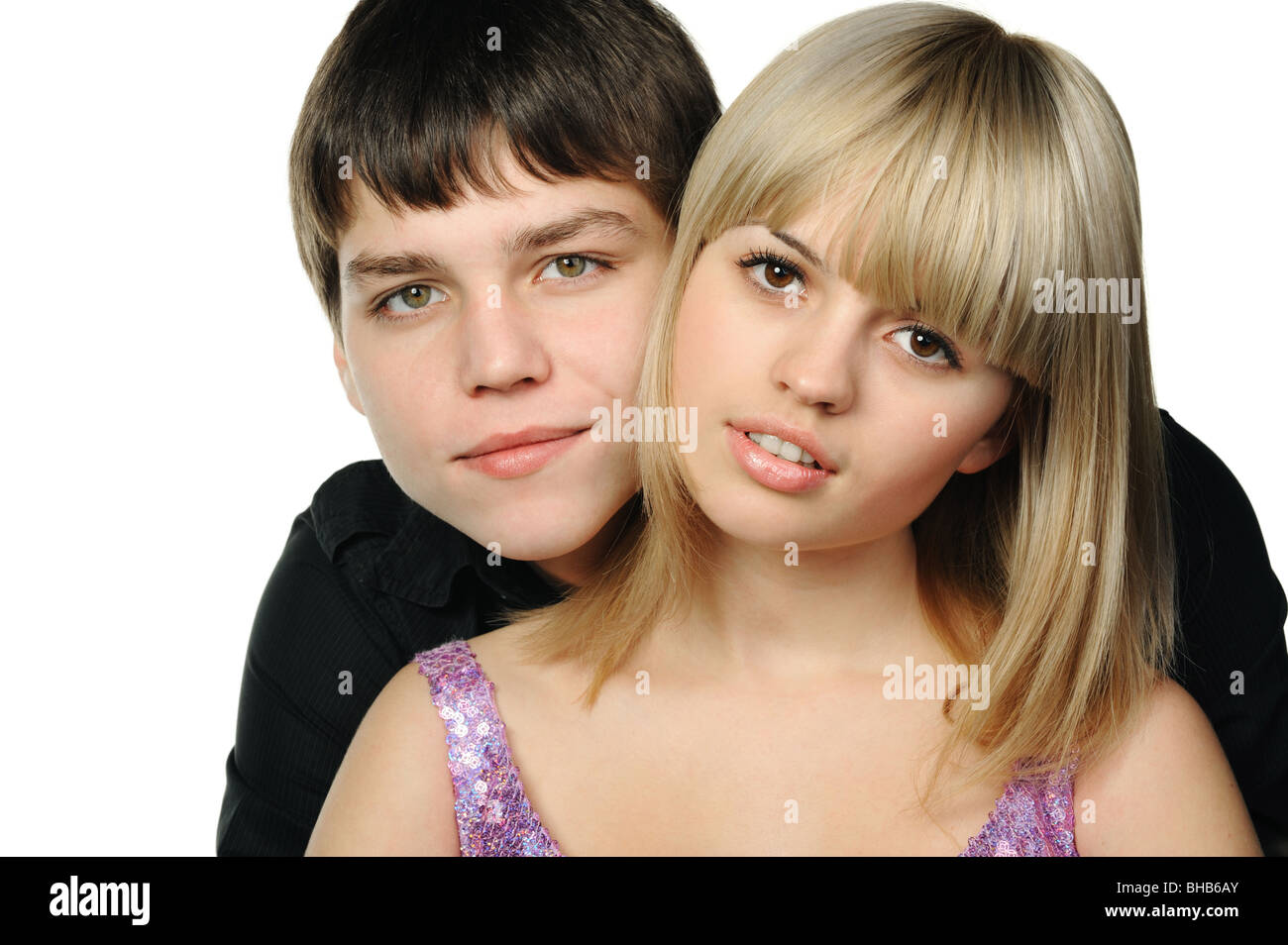 Young enamoured pair. It is isolated on a white background Stock Photo ...